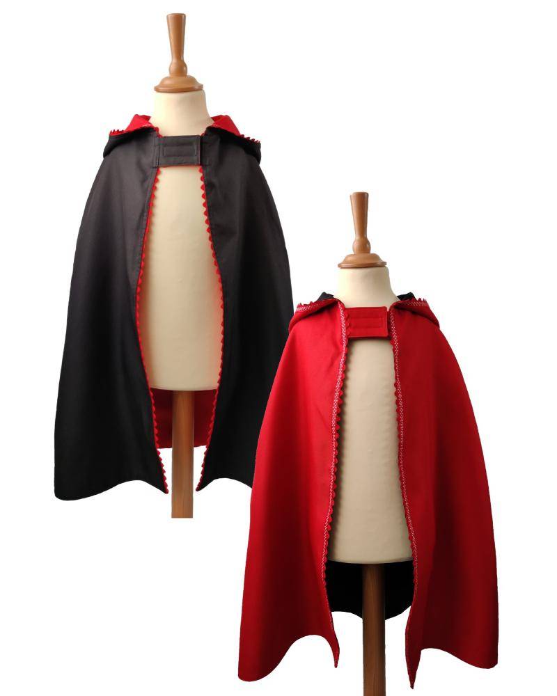 Reversible Red/Black Hooded Cape - Another World Costumes